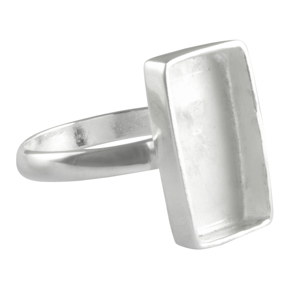 buy online silver bezel rectangle cup rings for gemstone setting
