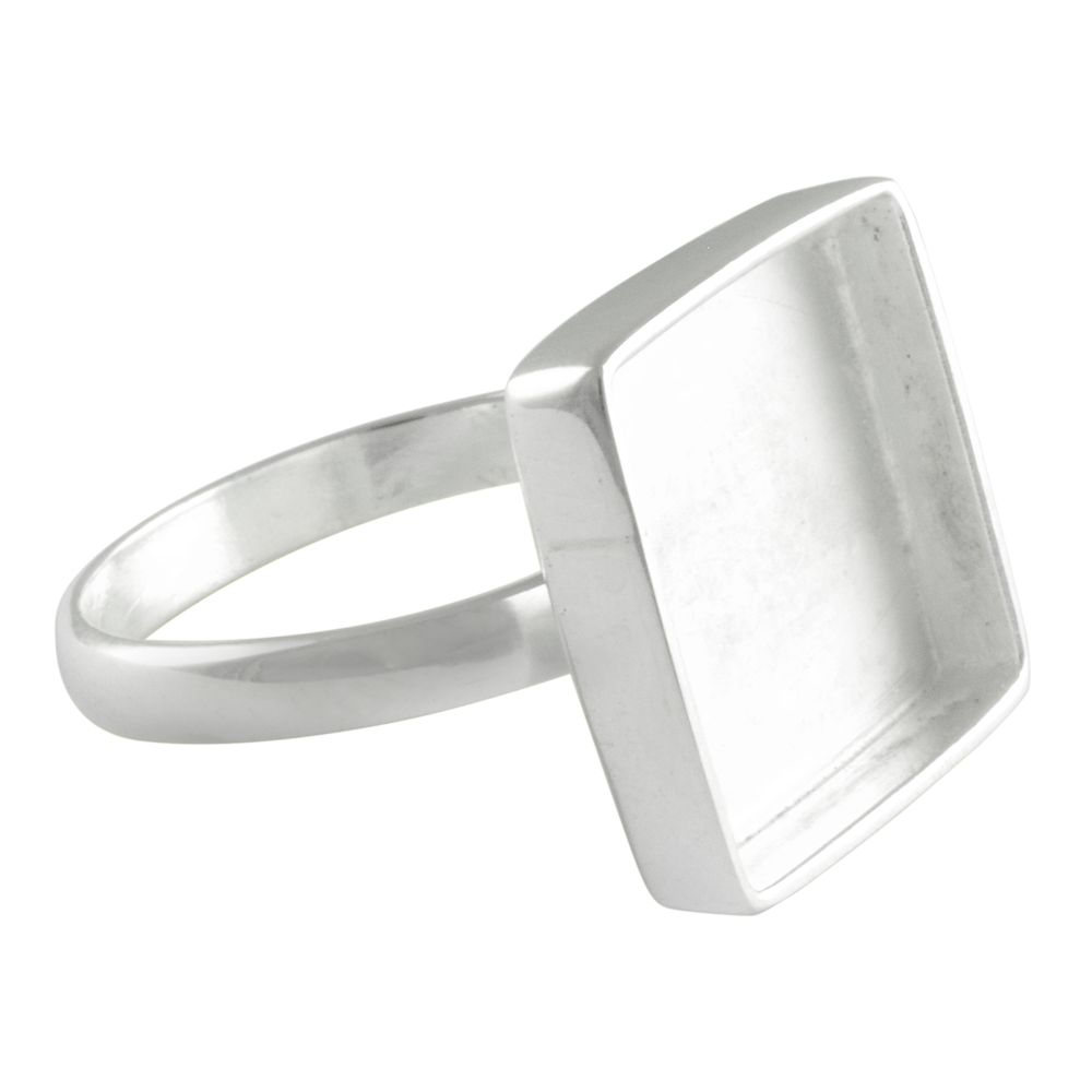 buy online silver bezel square cup rings for gemstone setting