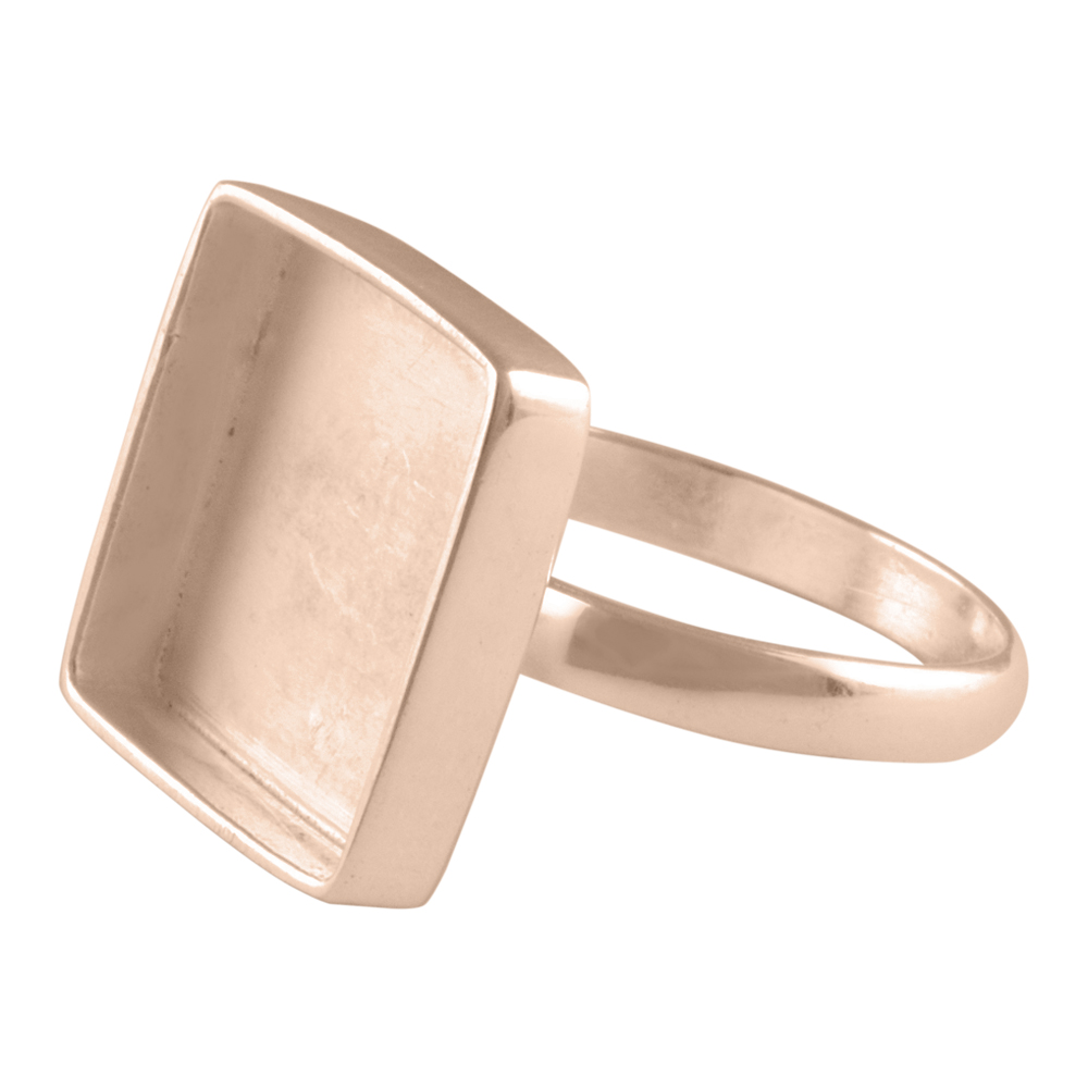 buy online silver bezel square cup rings for gemstone setting