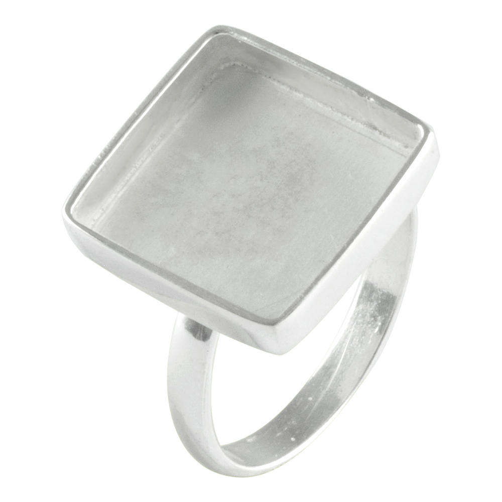 buy online silver bezel square cup rings for gemstone setting