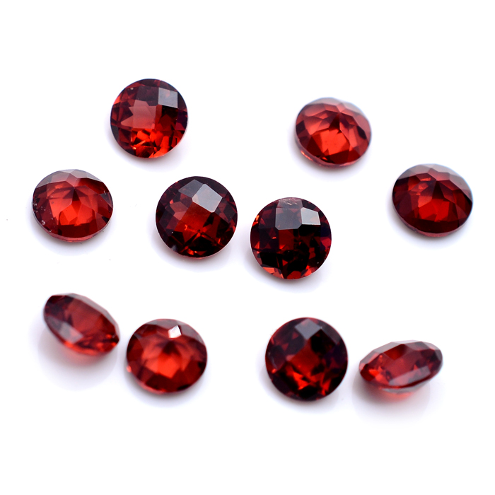 Buy natural red garnet 5mm round checkerboard cut | Irocsales